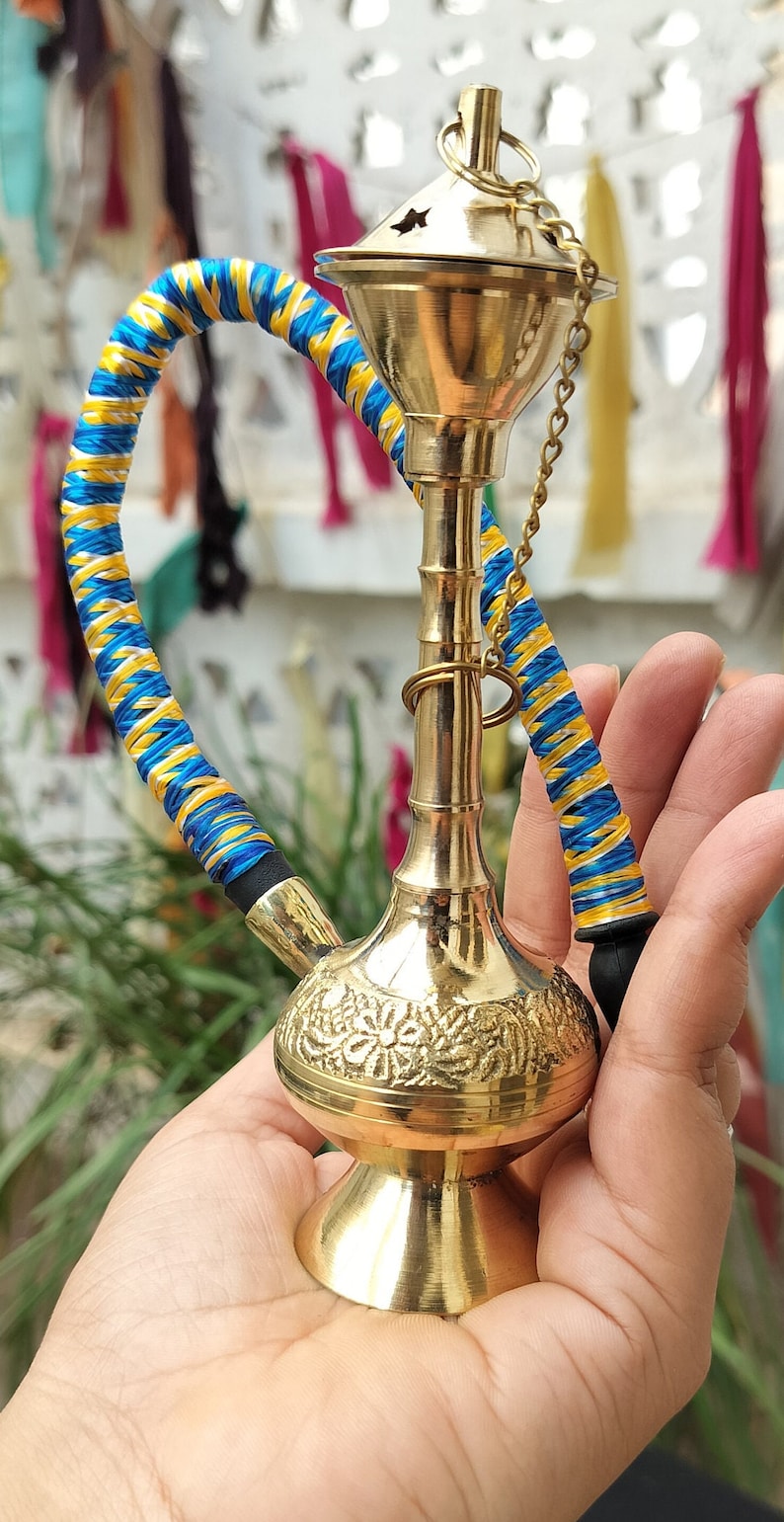 Nostalgic Hookah Miniature Antique Brass Hookah Miniature Vintage Hookah Decor Figurine Retro ...