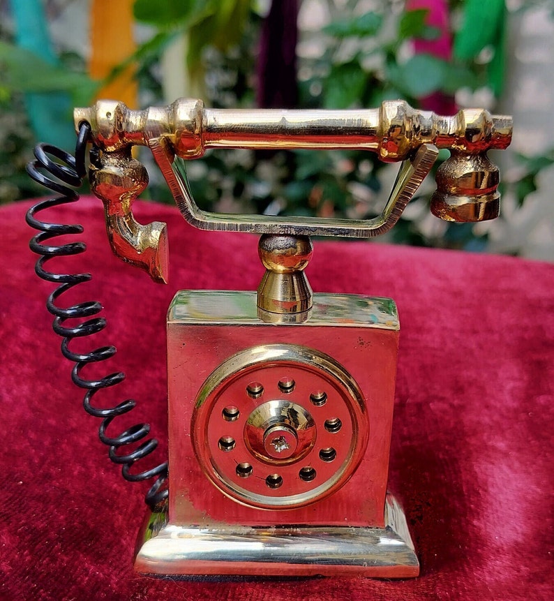 Vintage Brass Telephone Miniature Retro Dial Telephone - Etsy