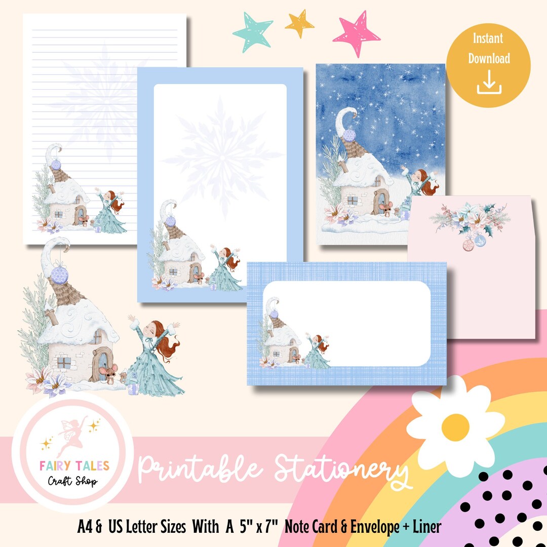 Printable Stationery Winter Wonderland With A7 Envelope A7 - Etsy