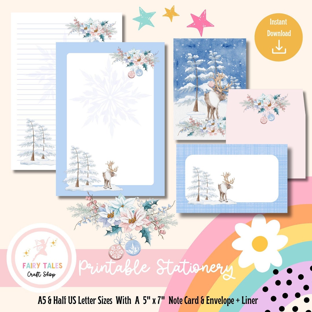 Printable Writing Stationery Winter Wonderlanda7 Envelope A7 - Etsy UK