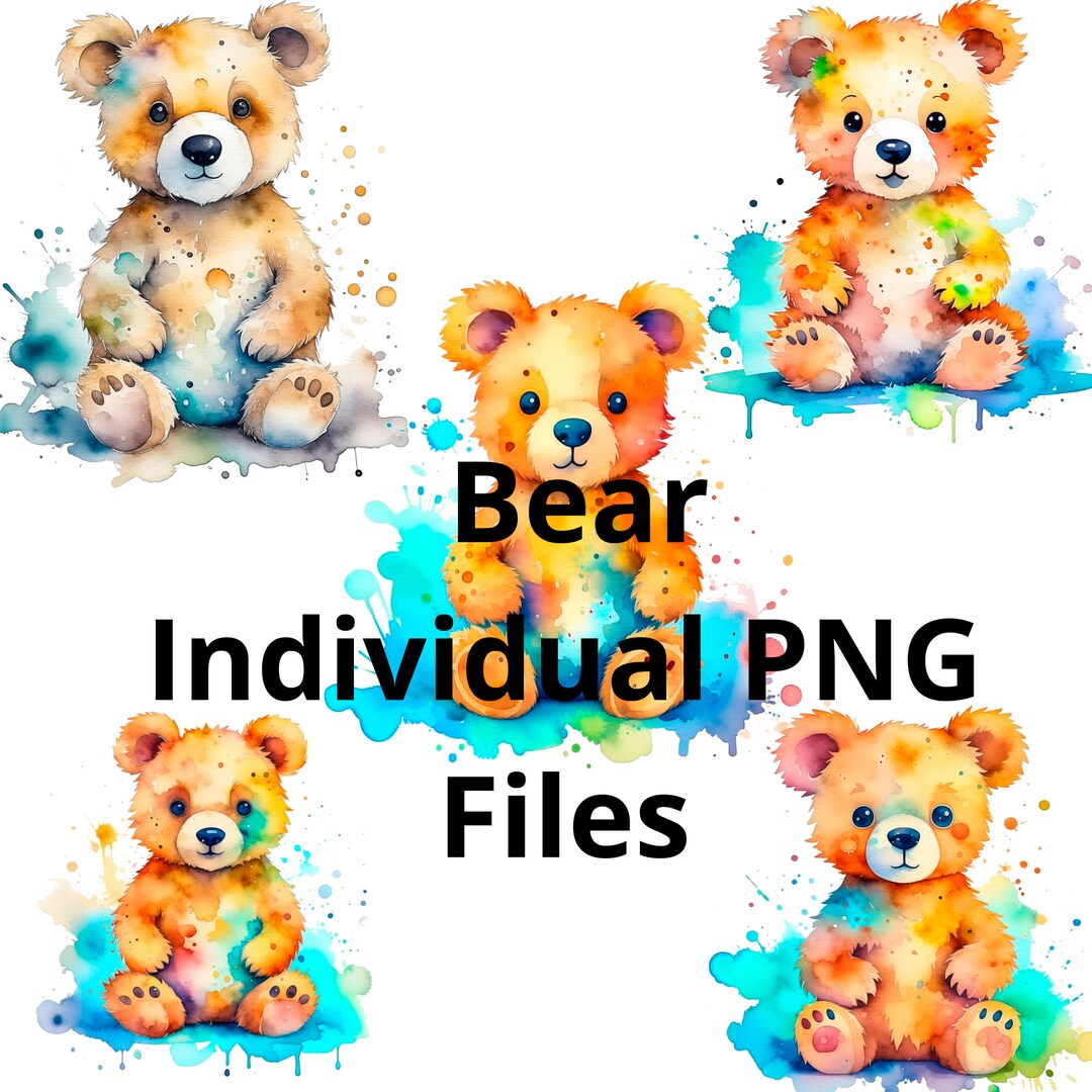 Watercolor Cute Bear - Instant Digital Download - PNG. Clipart ...