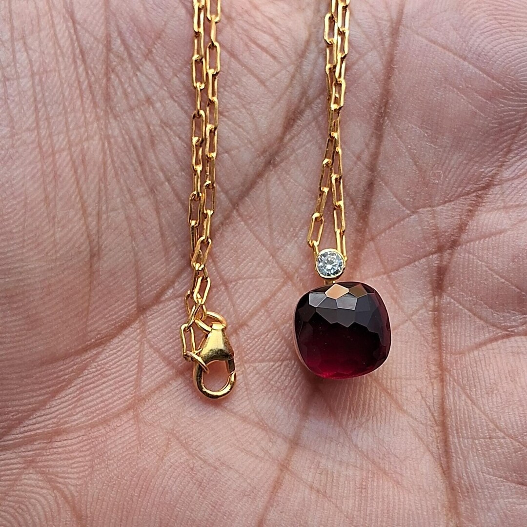 Pigeon Blood Ruby Pendant With Moissanite Gemstone 925 Sterling Silver ...