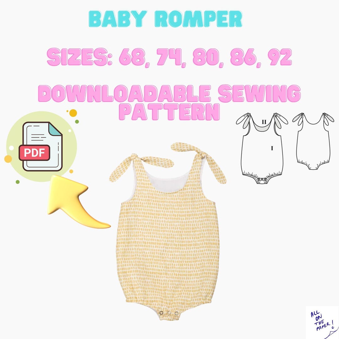 Baby Romper Sewing Pattern – PDF Download | Sizes 68–92 | Lined ...