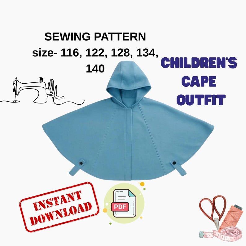 Women’s Cape PDF Sewing Pattern – Lined Faux Fur Cape With Buttons ...