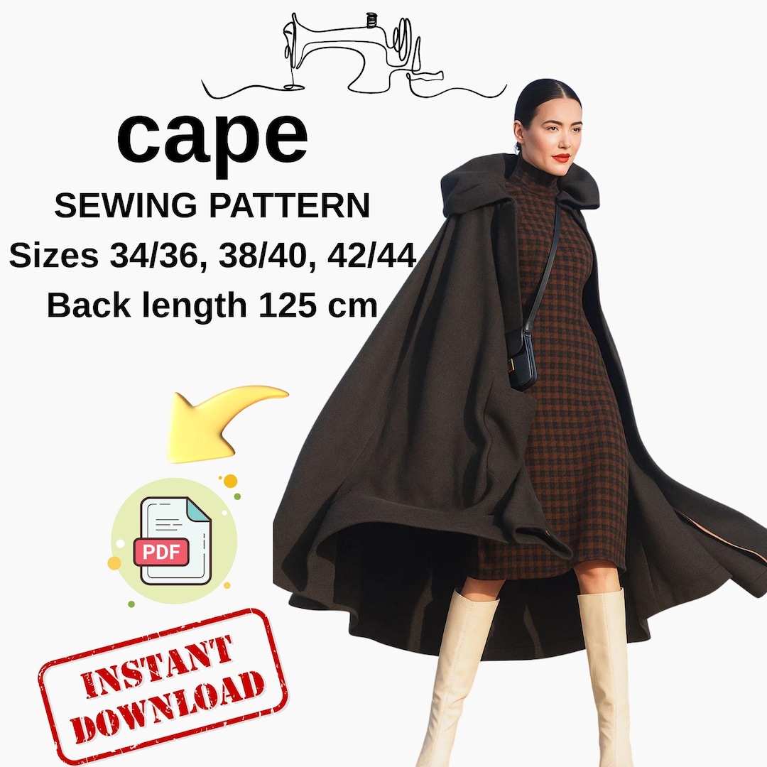 Lined Women’s Cape Sewing Pattern PDF – Digital Download | Sizes 36-44 ...