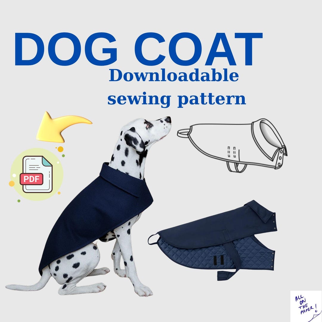Dog Coat Sewing Pattern PDF: Lined Jacket With Adjustable Straps (sizes ...