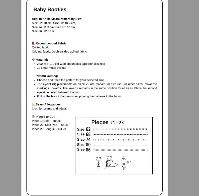 Baby Booties Sewing Pattern – PDF Quilted Baby Shoe Tutorial – Sizes 62 ...