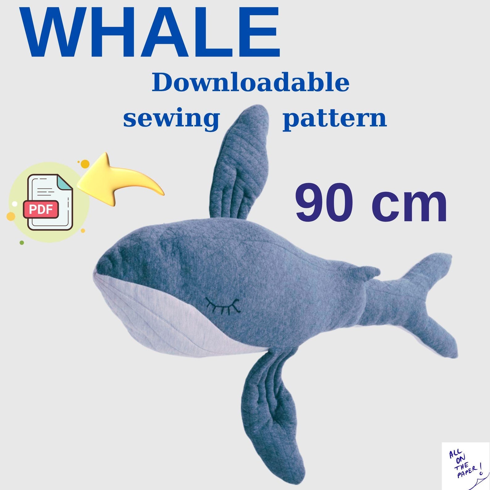 Whale Plush Sewing Pattern – DIY Soft Toy PDF – Stuffed Animal Pattern ...