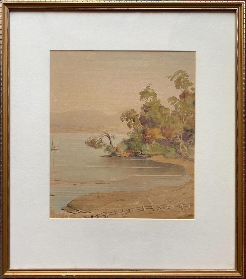 Original Water Colour Painting by Ensor - Dru Point, North West Bay ...