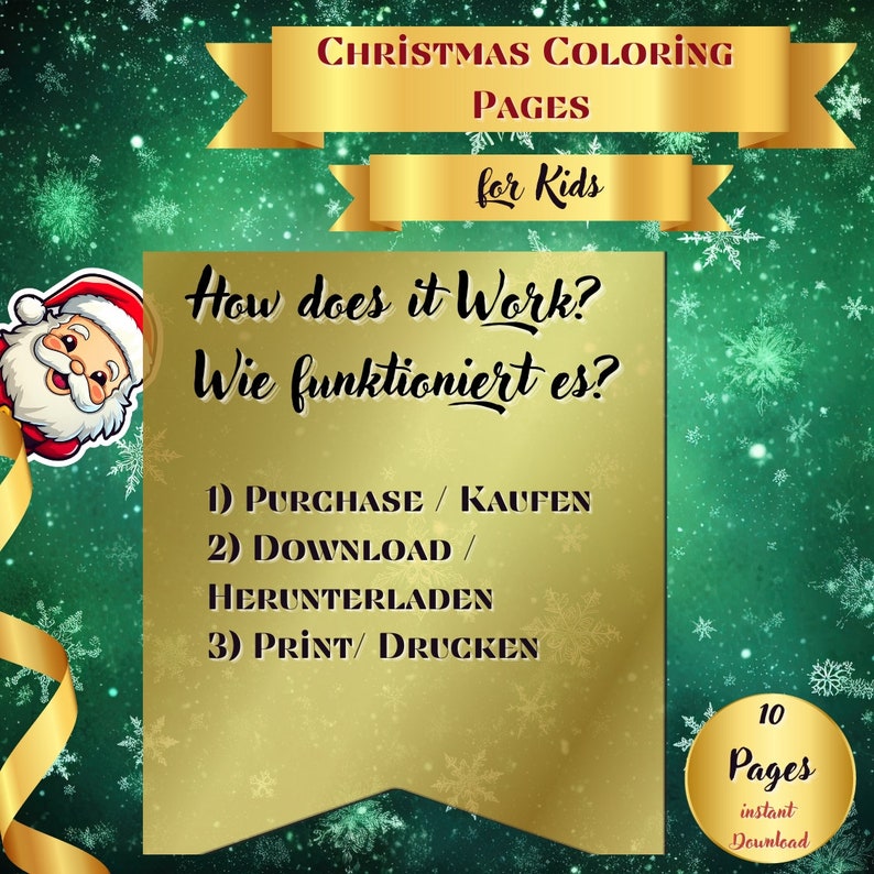 Christmas Coloring Pages for Kids Digital Coloring Pages Kids Activity ...