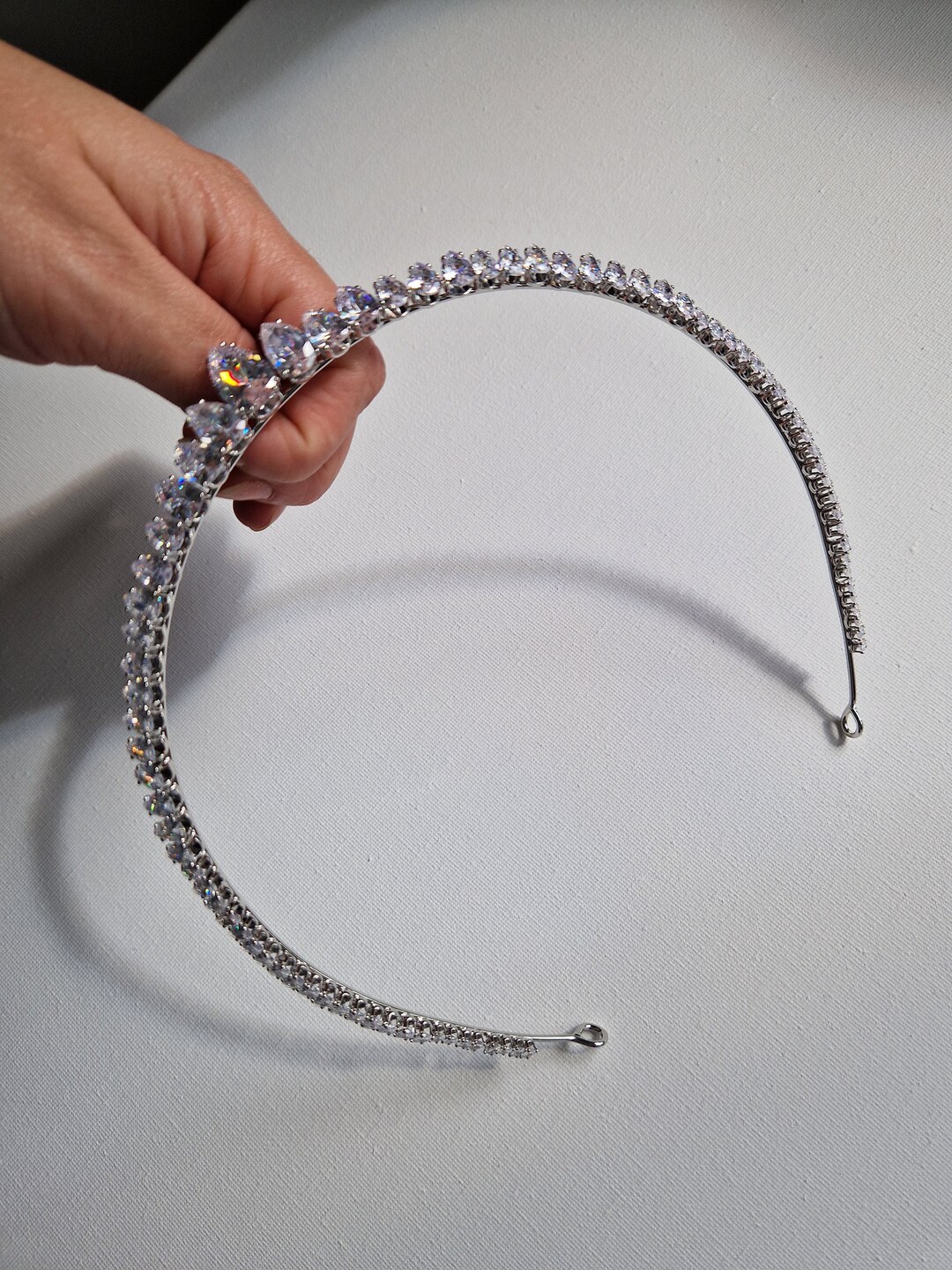 Bridal Tiara With Cubic Zirconia Water Droplets, Lengthened Bridal ...