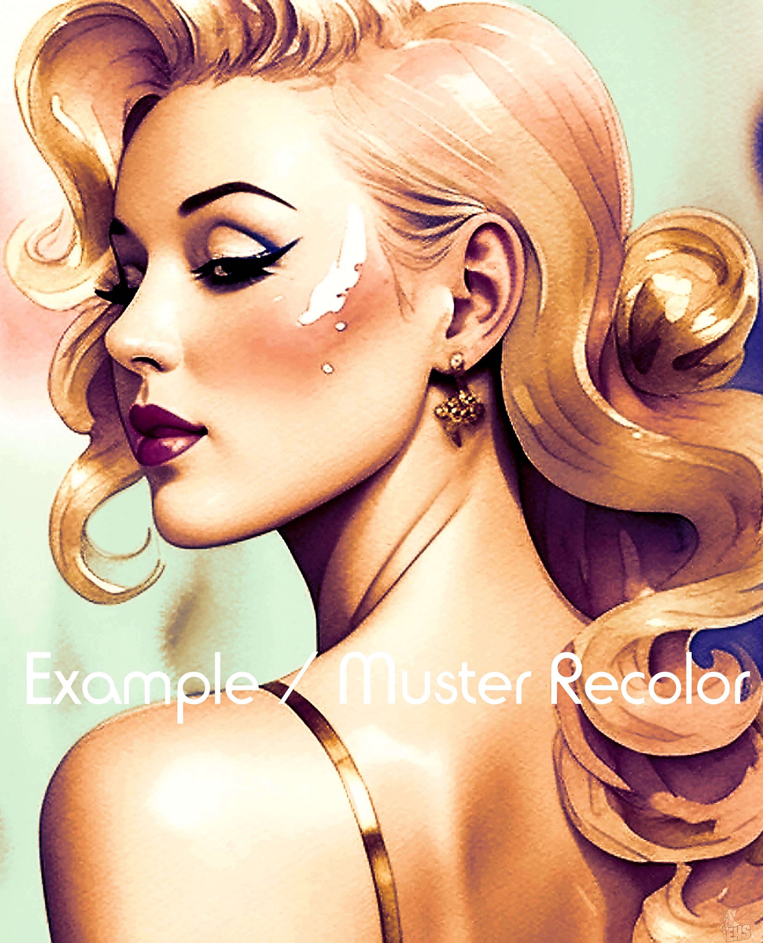 Watercolor Pin up Portrait 23001 Pin Ups Retro Vintage - Etsy