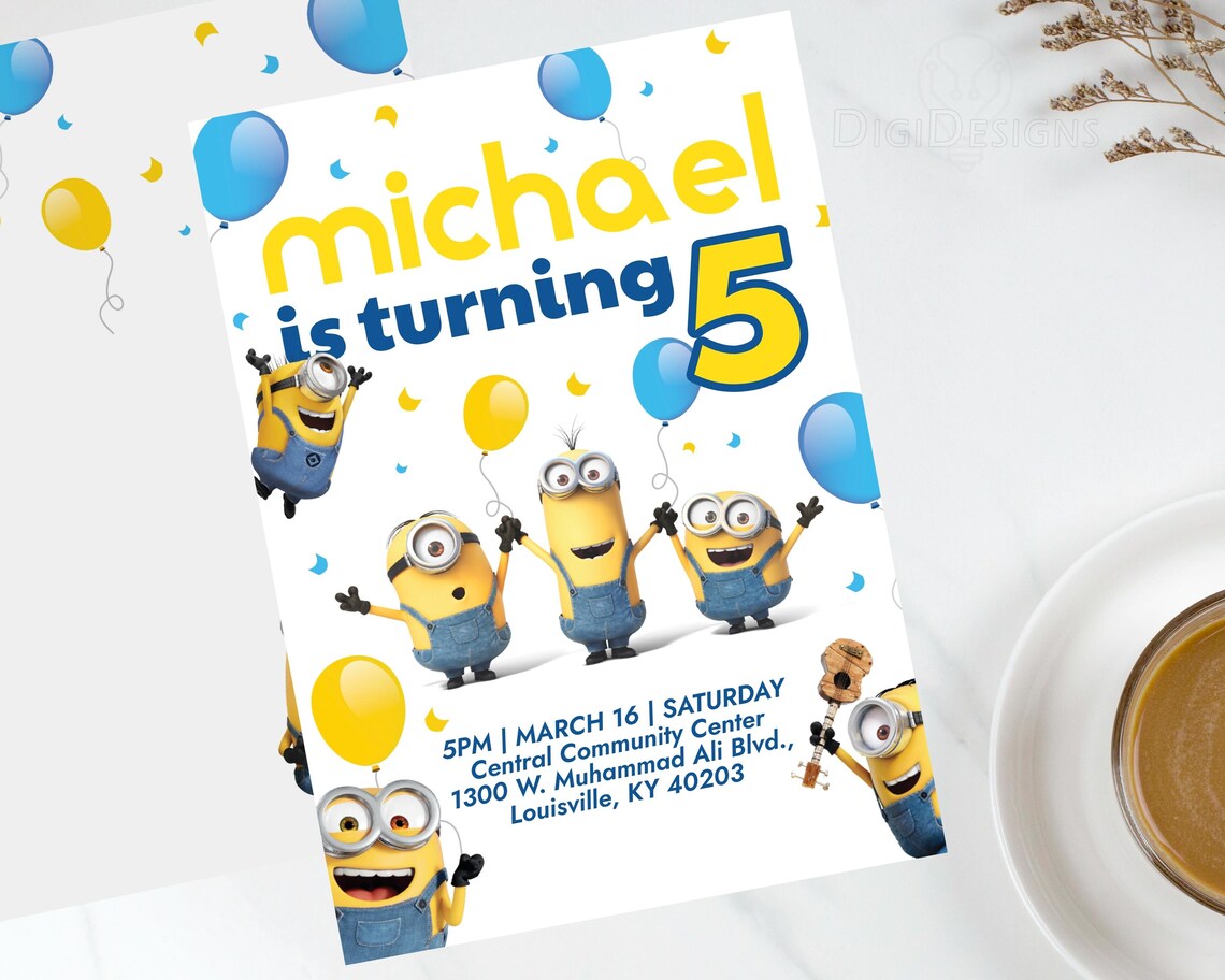 Yellow Birthday Invitation - Birthday Party Invite - Editable Birthday ...