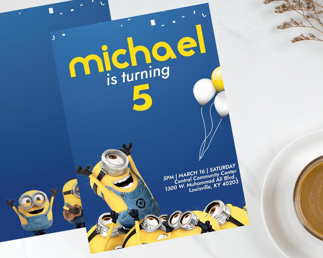Blue Birthday Invitation - Character Birthday Party Invite - Editable ...