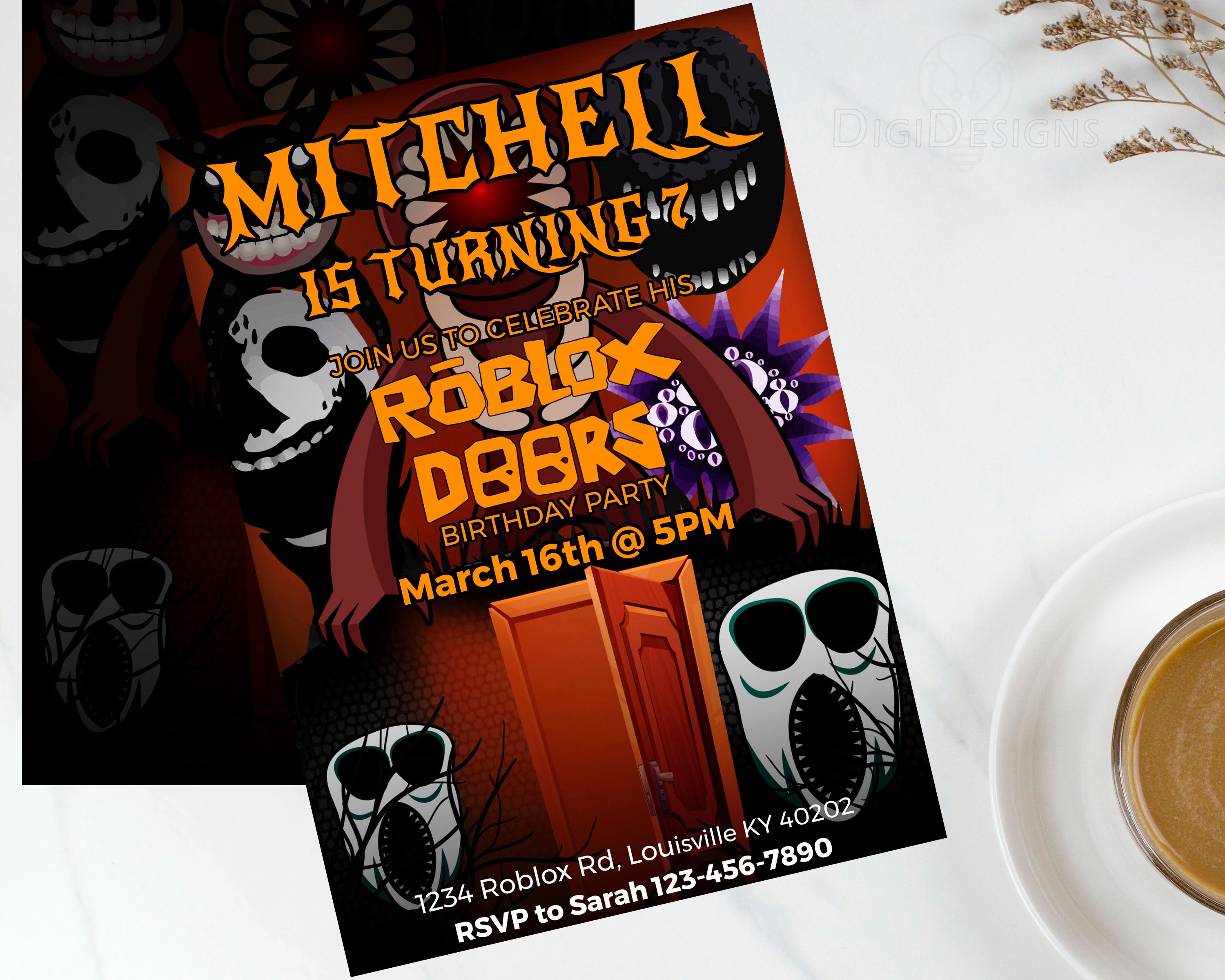 Roblox Doors Birthday Invitation - Doors Kids Birthday Party Invite for ...