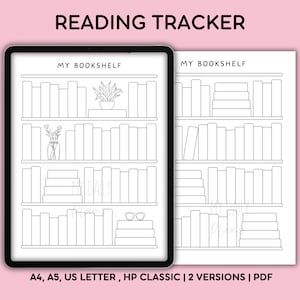 Reading Tracker Printable Bookshelf Reading Log Library Planner A4 A5 ...