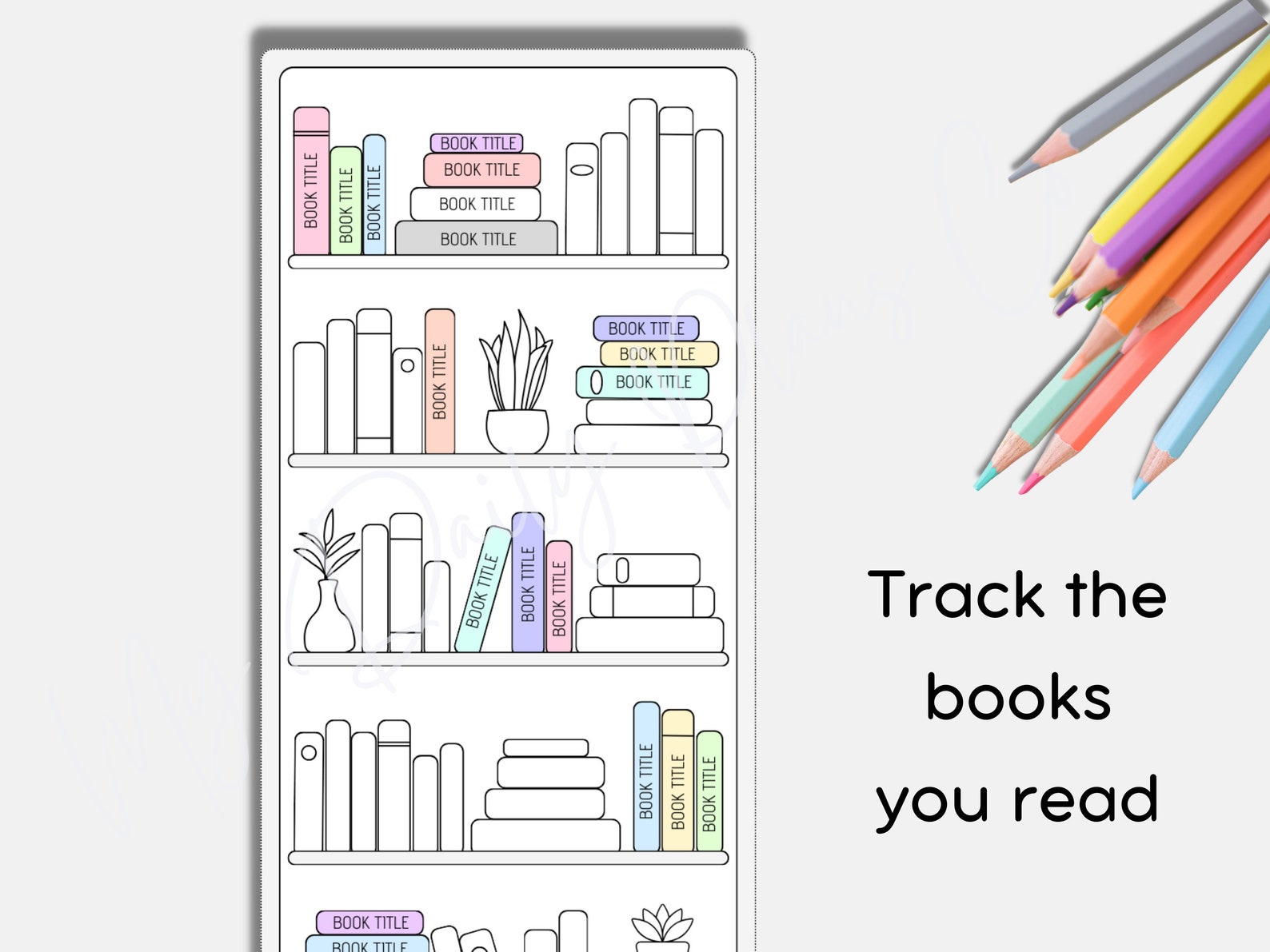 Printable Bookshelf Bookmarks Reading Log Tracker Coloring Page Reading ...