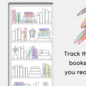 Printable Bookshelf Bookmarks Reading Log Tracker Coloring Page Reading ...