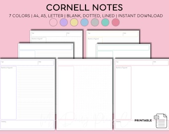 Printable Lecture Notes, Cornell Notes Template, Student Notebook ...