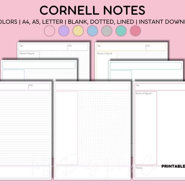 Two Column Notes Template - Etsy