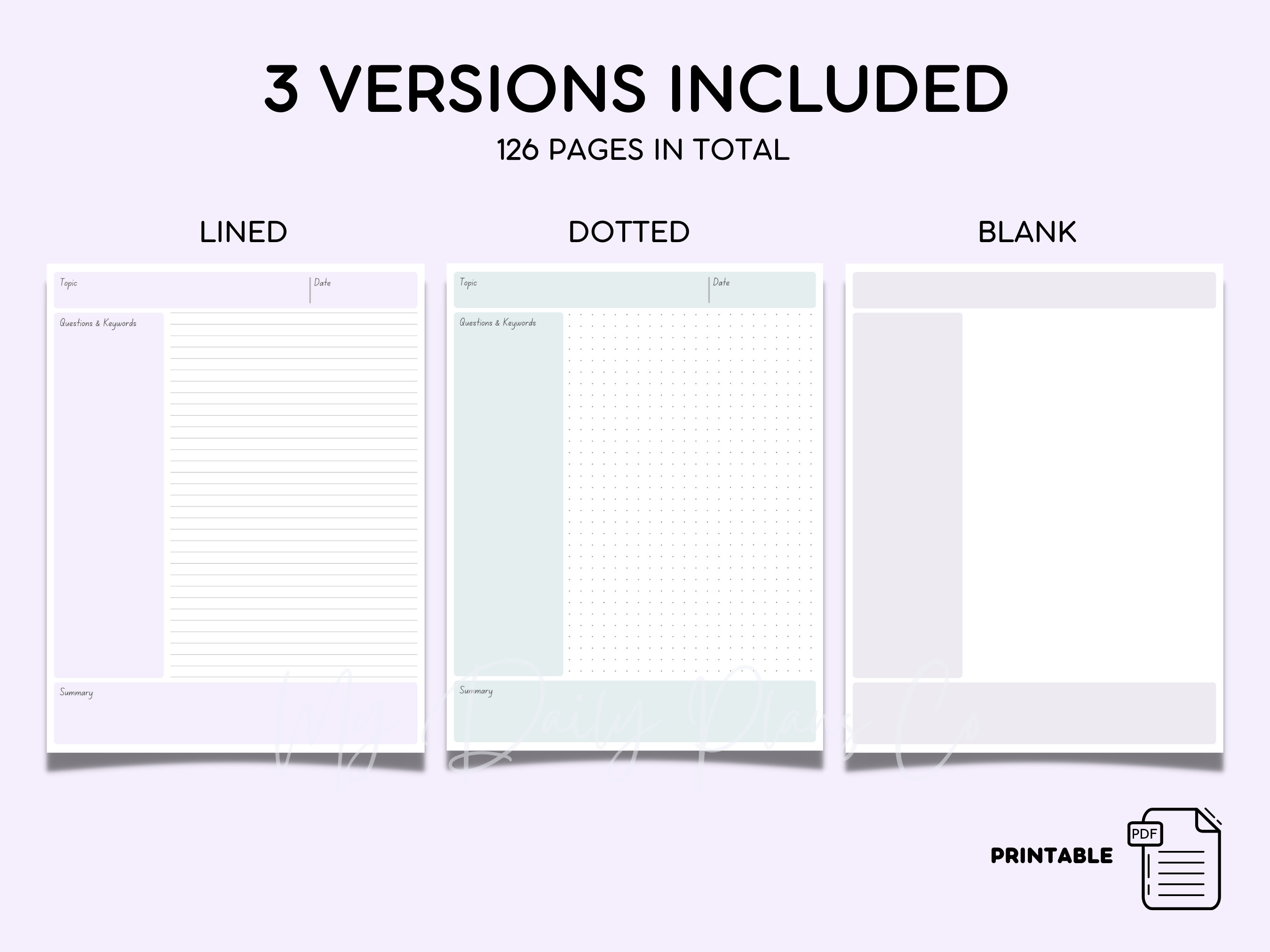 Printable Lecture Notes, Cornell Notes Template, Student Notebook ...