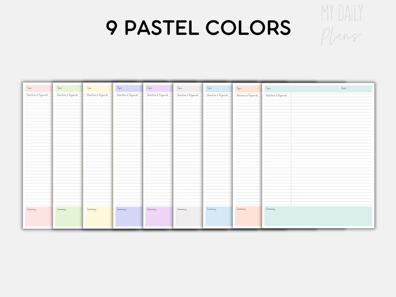 Printable Lecture Notes, Cornell Notes Template, Student Academic ...