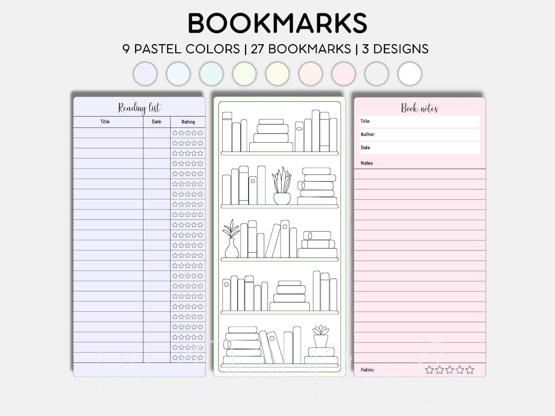 Printable Bookshelf Bookmarks Reading Log Tracker Coloring Page Reading ...