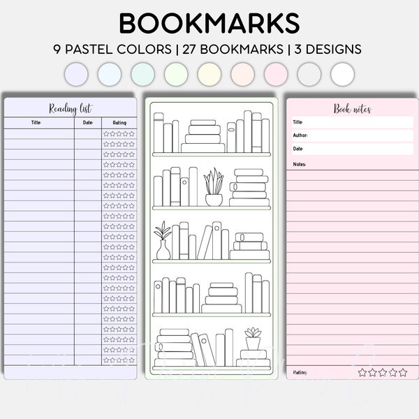 Printable Bookshelf Bookmarks Reading Log Tracker Coloring Page Reading ...
