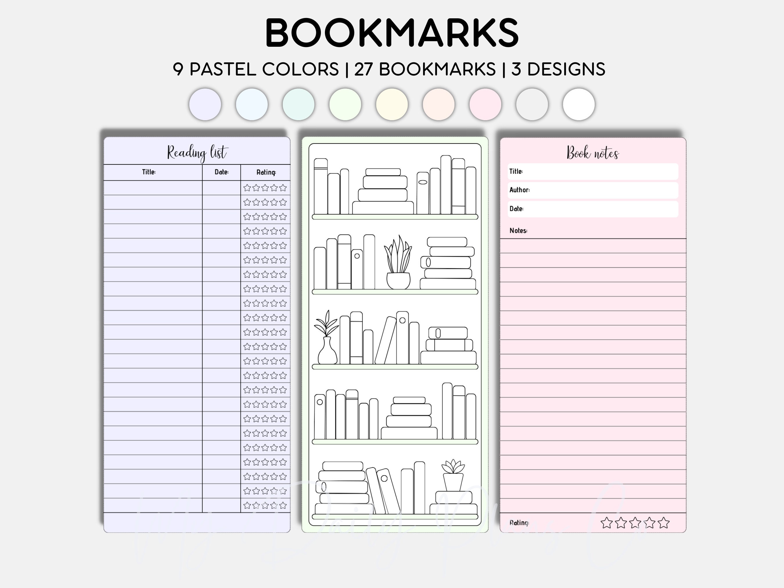 Printable Bookshelf Bookmarks Reading Log Tracker Coloring Page Reading ...