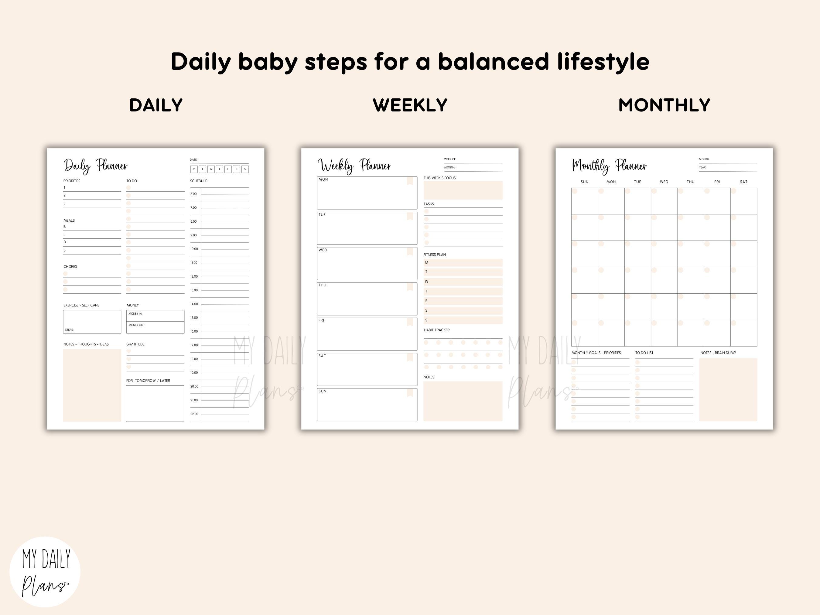 Daily Weekly Monthly Planner Printable, Life Planner Pages, to Do List ...