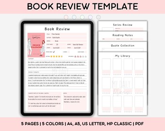 Book Review Template Goodnotes, Digital Reading Journal, Simple Book ...