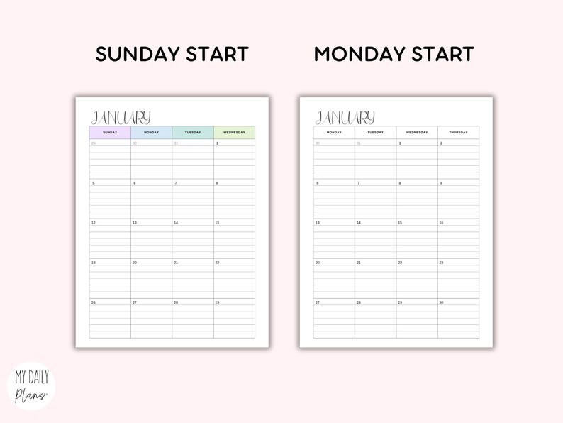 Calendario mensual imprimible 2025 con líneas, mes con fecha en 2 páginas, vertical, MO2P, mes ...