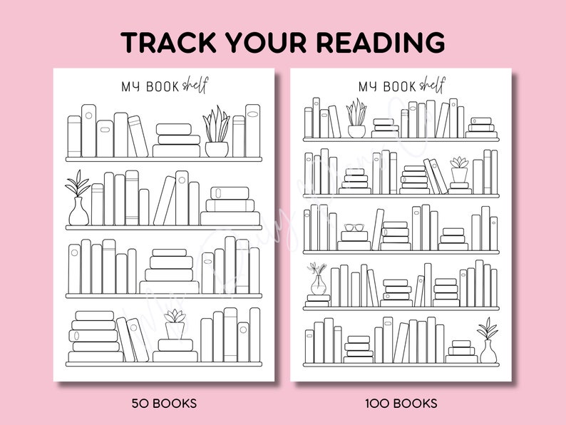 Reading Tracker Printable, Bookshelf Reading Log A4 A5 Letter HP ...