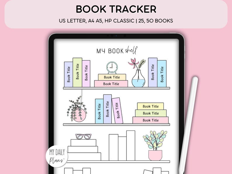 Bookshelf Reading Tracker Printable: Book Log Challenge (PDF Download ...