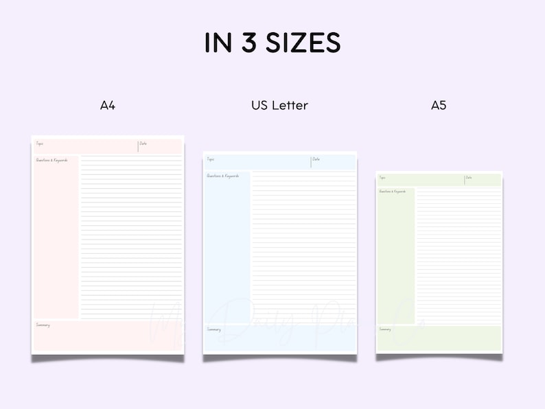 Printable Lecture Notes, Cornell Notes Template, Student Notebook ...