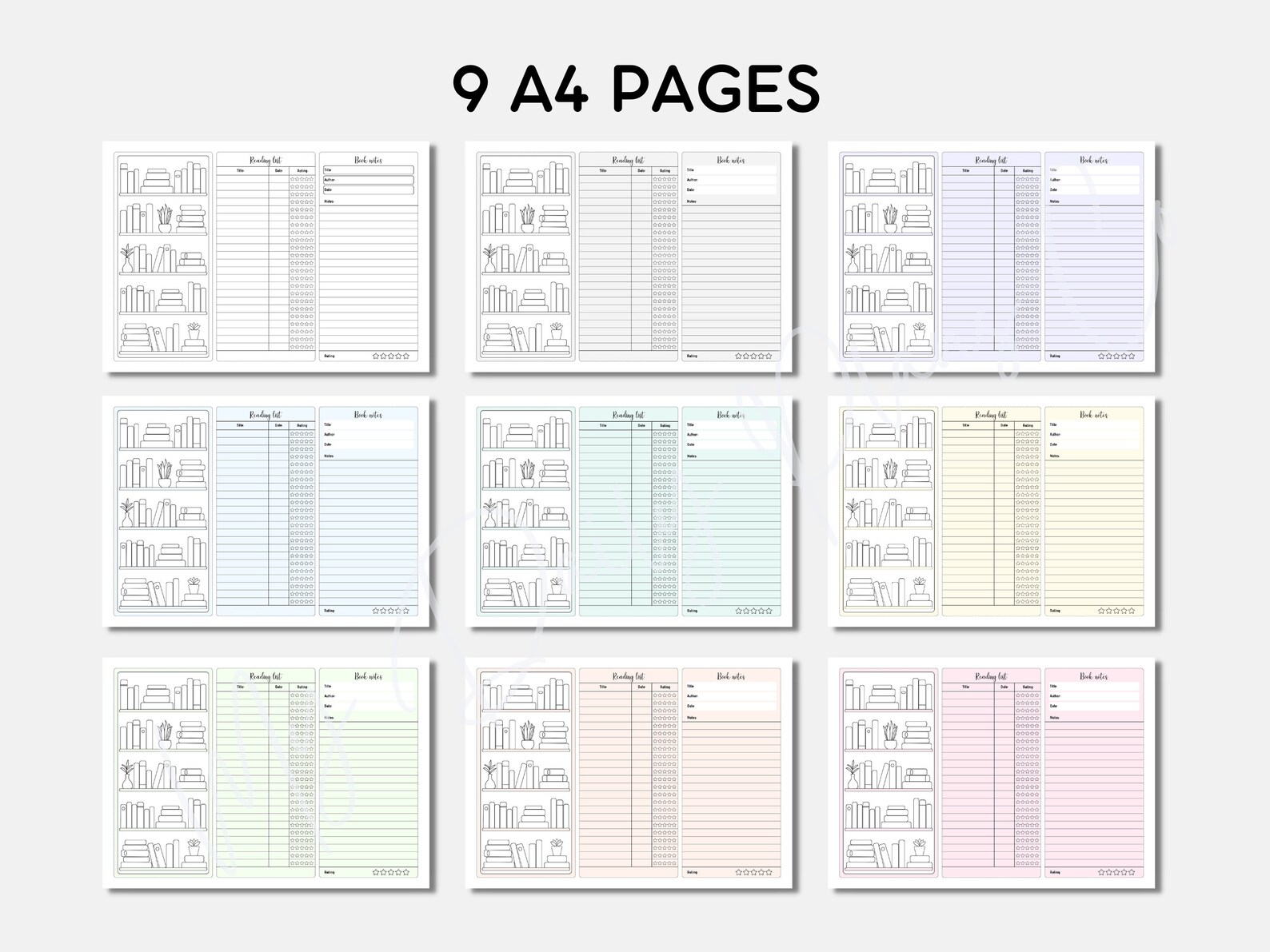 Printable Bookshelf Bookmarks Reading Log Tracker Coloring Page Reading ...