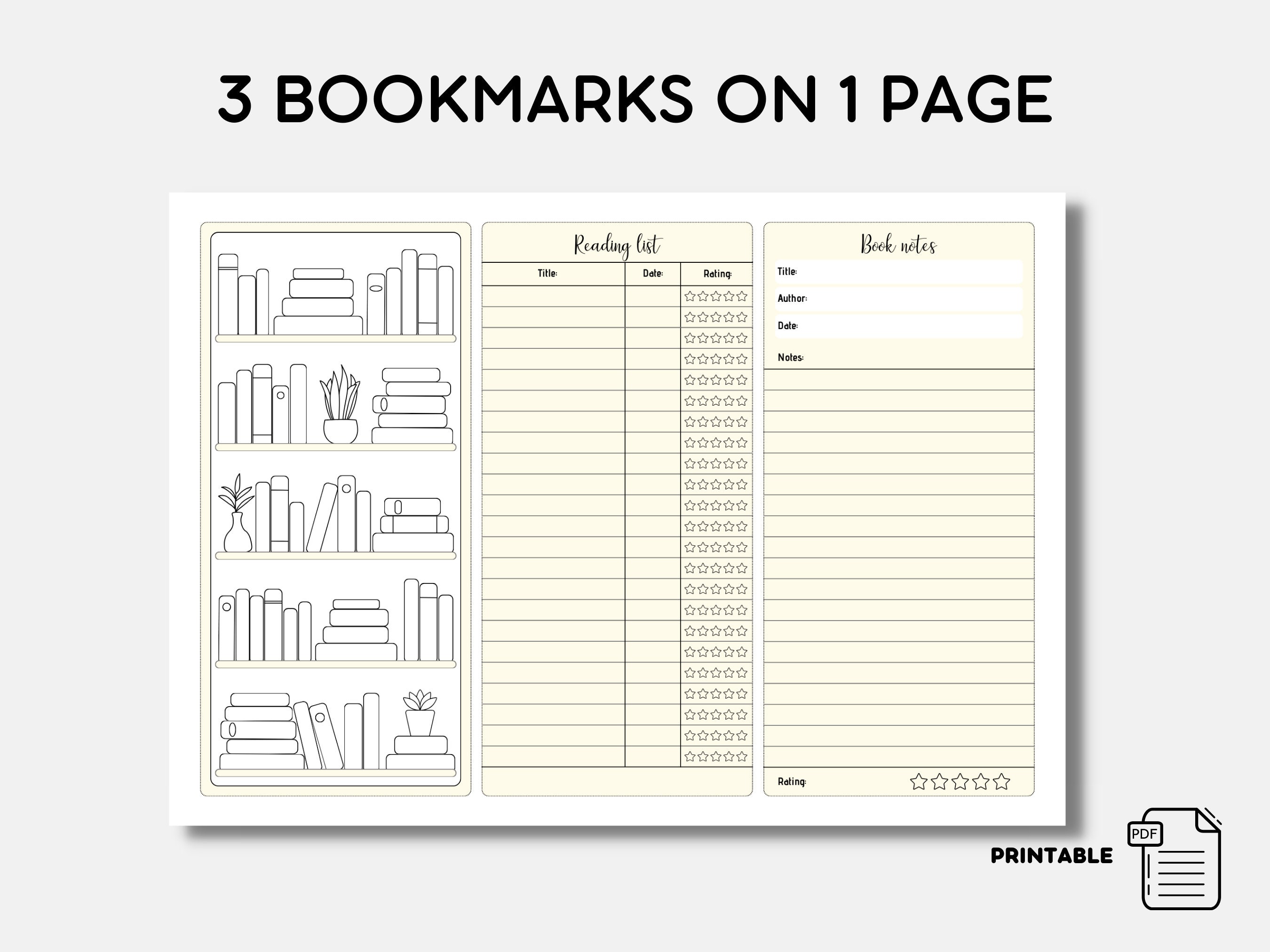 Printable Bookshelf Bookmarks Reading Log Tracker Coloring Page Reading ...