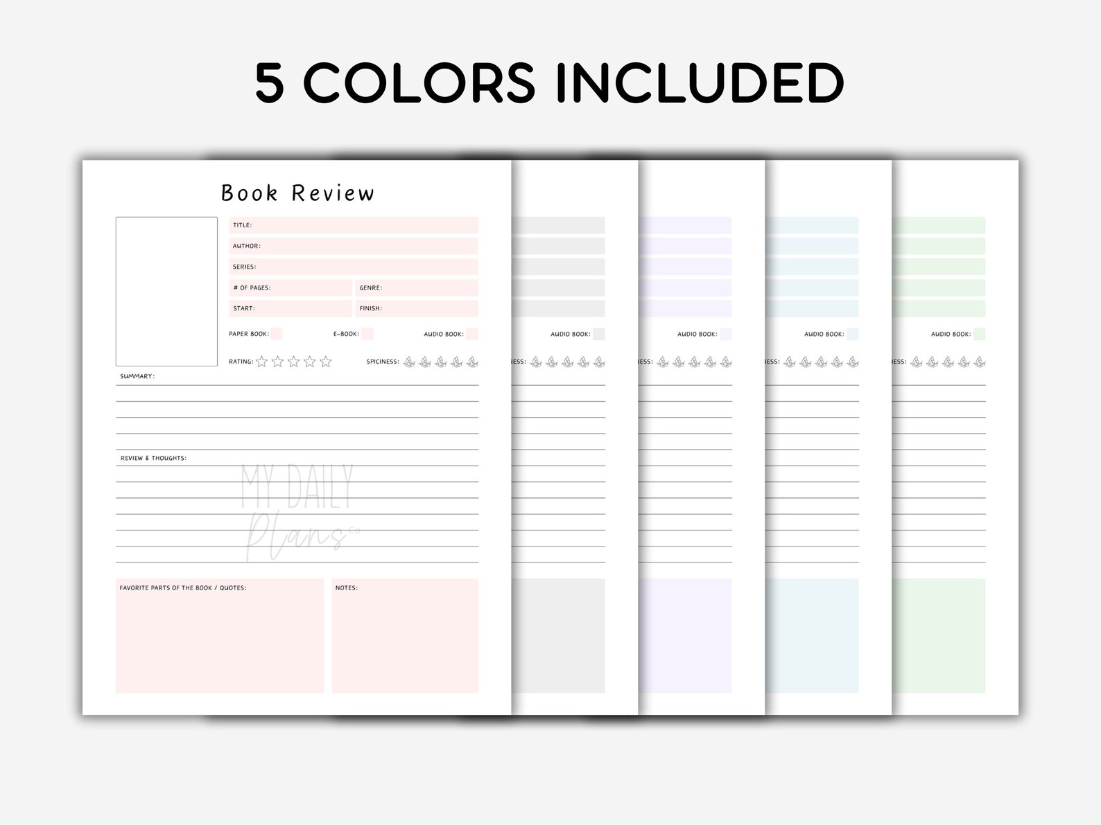 Book Review Template Goodnotes, Digital Reading Journal, Simple Book ...