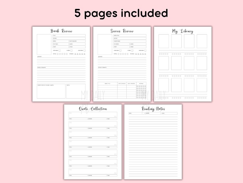 Book Review Template Goodnotes, Digital Reading Journal, Simple Book ...