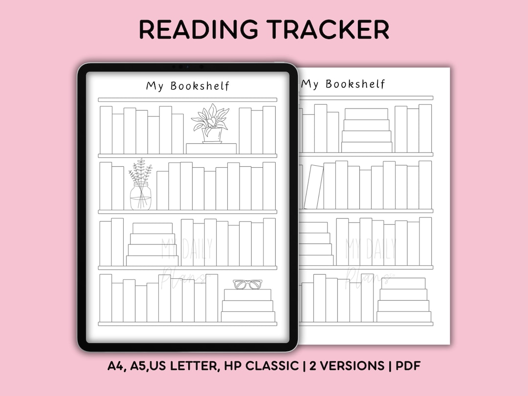Reading Tracker Printable Bookshelf Reading Log Library Planner A4 A5 ...