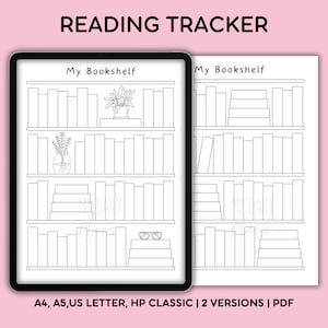 Reading Tracker Printable Bookshelf Reading Log Library Planner A4 A5 ...