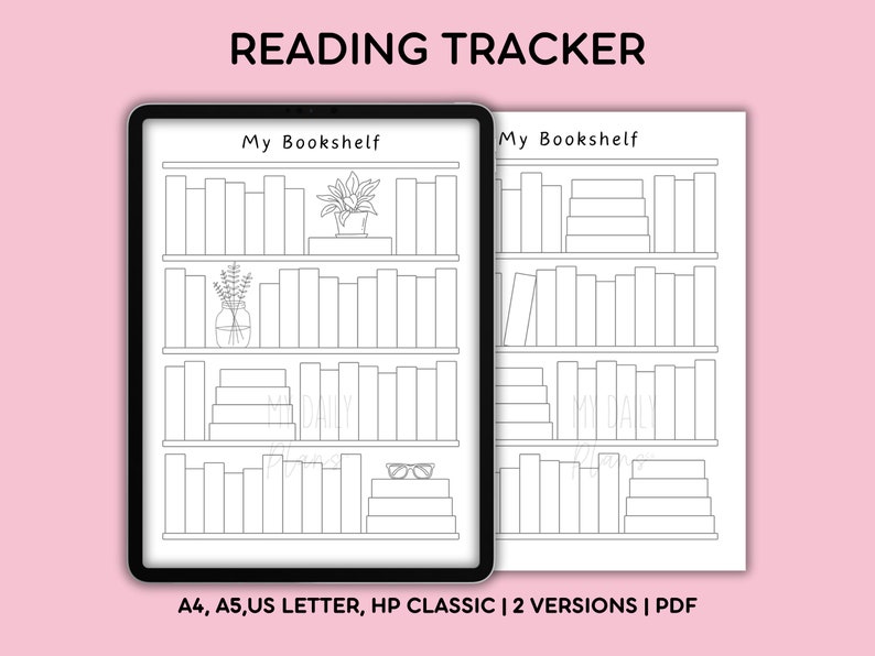 Reading Tracker Printable Bookshelf Reading Log Library Planner A4 A5 ...