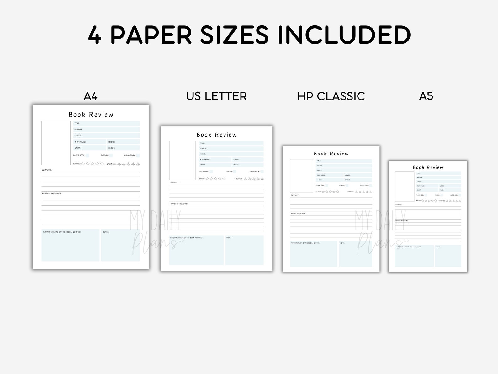 Book Review Template Goodnotes, Digital Reading Journal, Simple Book ...