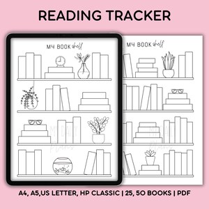 Reading Tracker Printable Bookshelf, Reading Log, Library Planner, A4 ...