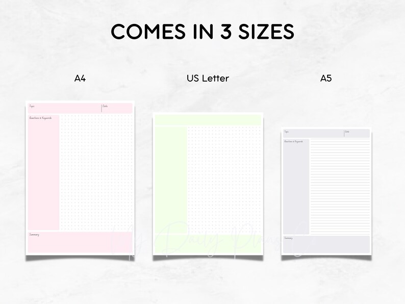 Printable Lecture Notes, Cornell Notes Template, Student Notebook ...