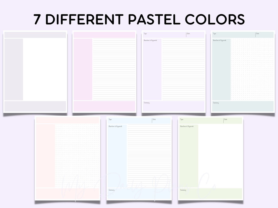 Printable Lecture Notes, Cornell Notes Template, Student Notebook ...