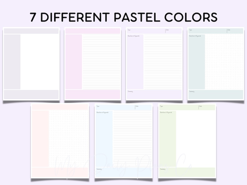 Printable Lecture Notes, Cornell Notes Template, Student Notebook ...