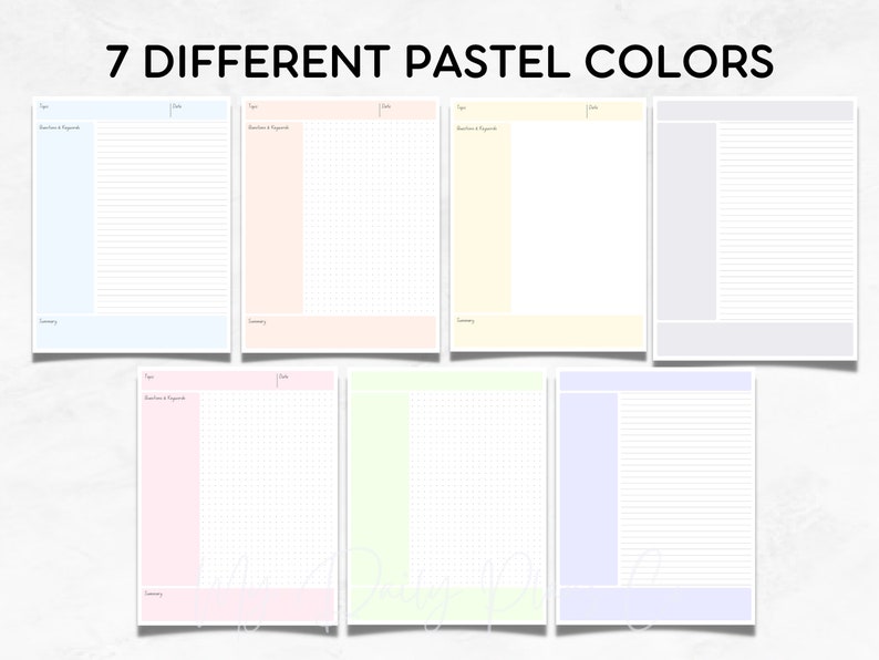 Printable Lecture Notes, Cornell Notes Template, Student Notebook ...