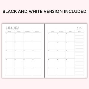 2026 Full Year, 12 Months Calendar Printable, Letter Size Month at a ...
