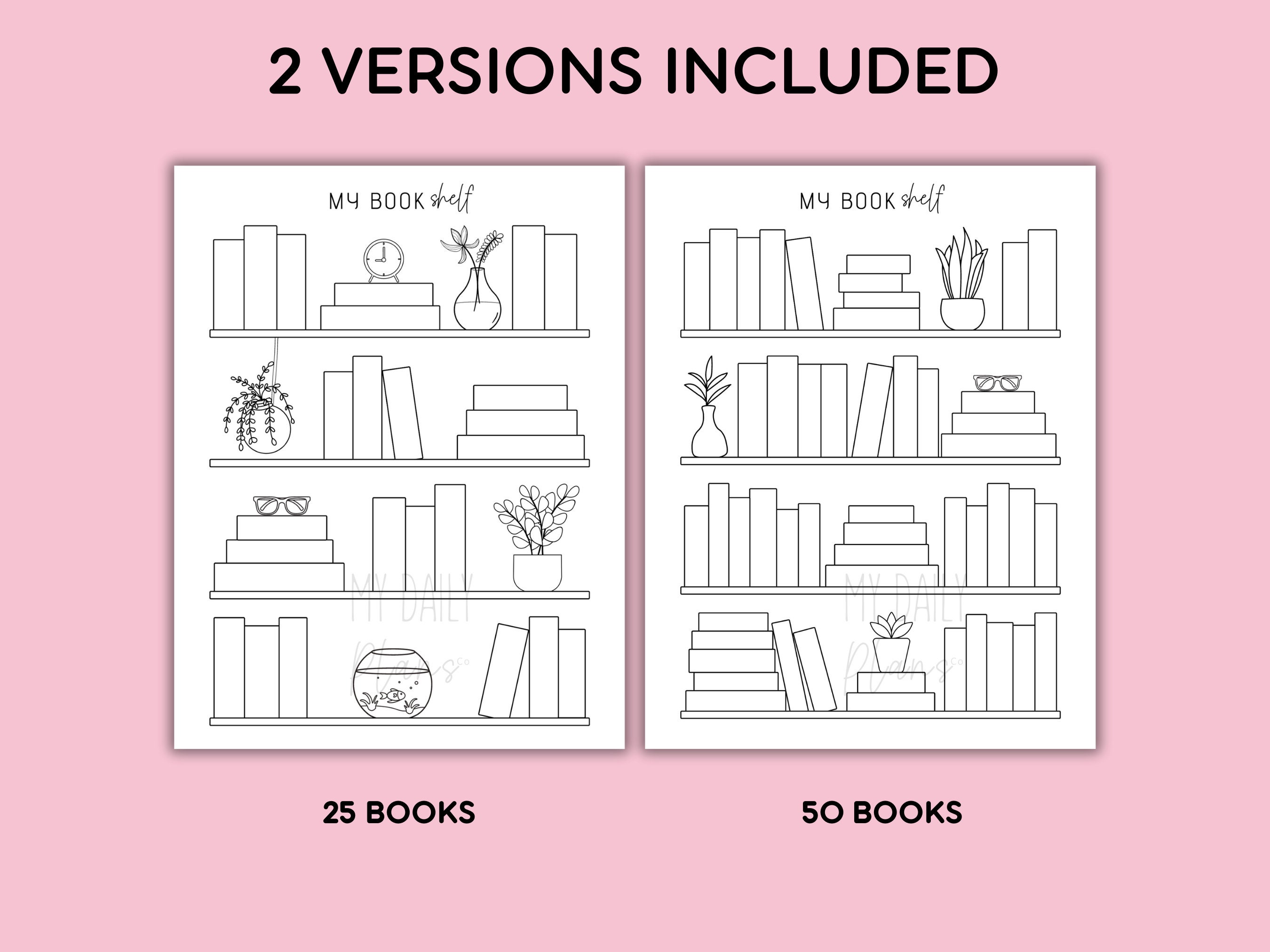 Reading Tracker Printable Bookshelf, Reading Log, Library Planner, A4 ...